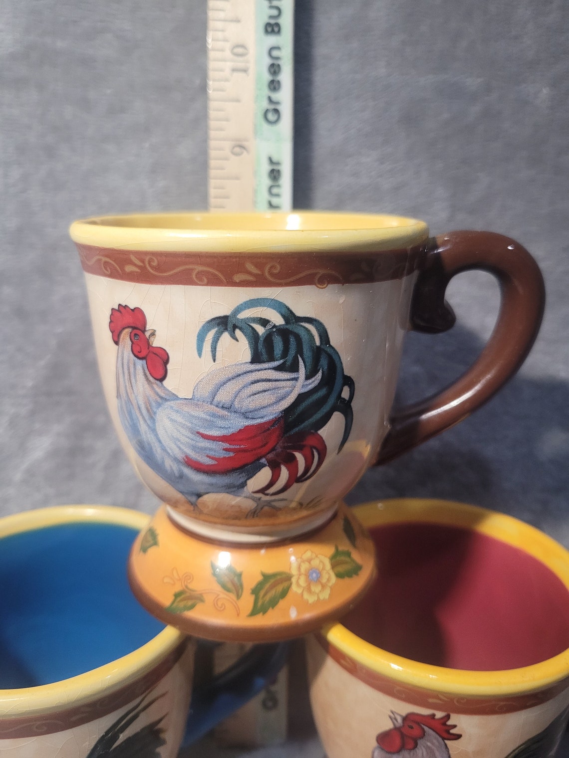 3 Hand Painted Rooster Mugs - Etsy