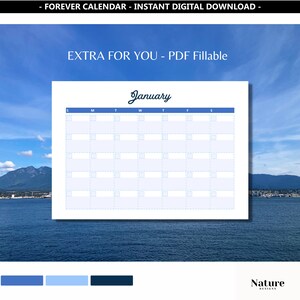 OCEAN | Monthly Calendar | Minimal | PDF Digital Printable & Editable ...