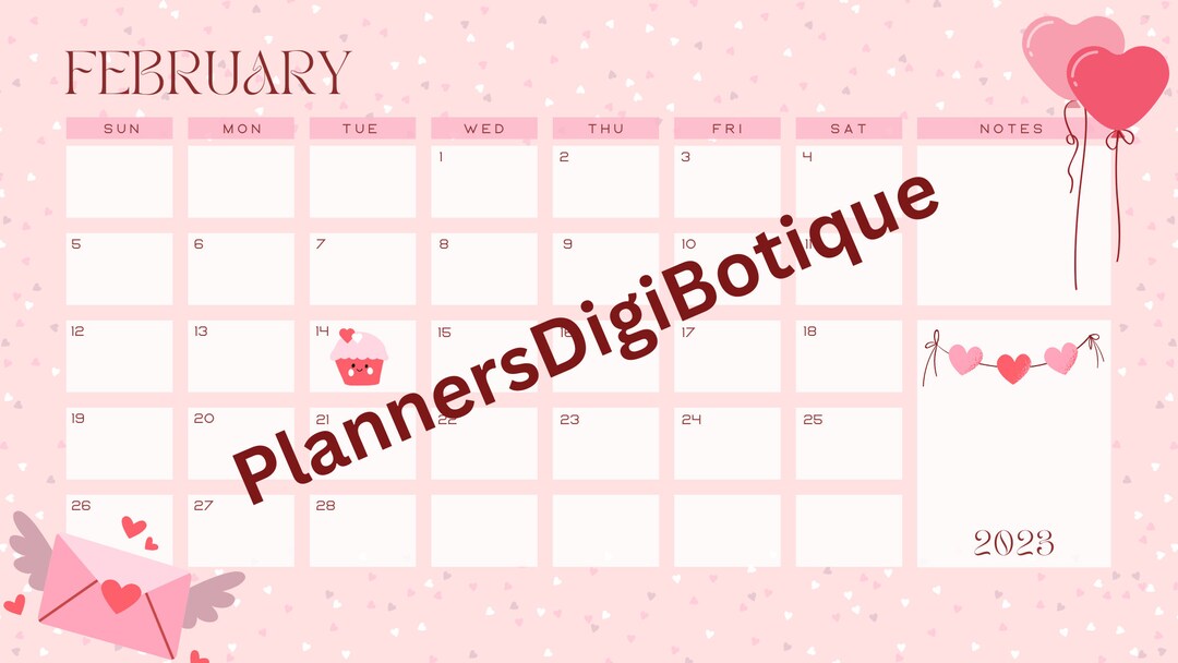 Digital February 2023 Calendar - Etsy