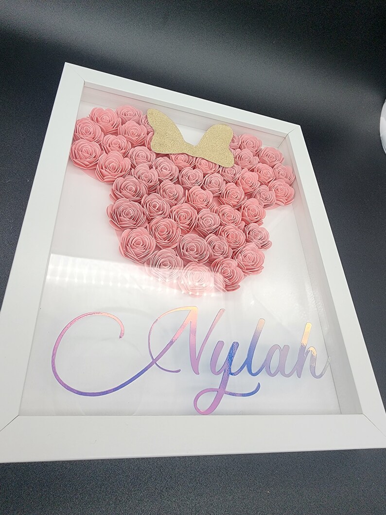 Minnie Mickey Mouse Shadow Box Rolled Paper Flower Gift - Etsy