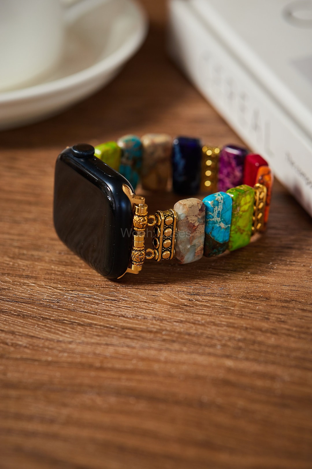 7 Chakra Natural Stone Apple Watch Band Strap Handmade 38 40 42 44 Mm ...