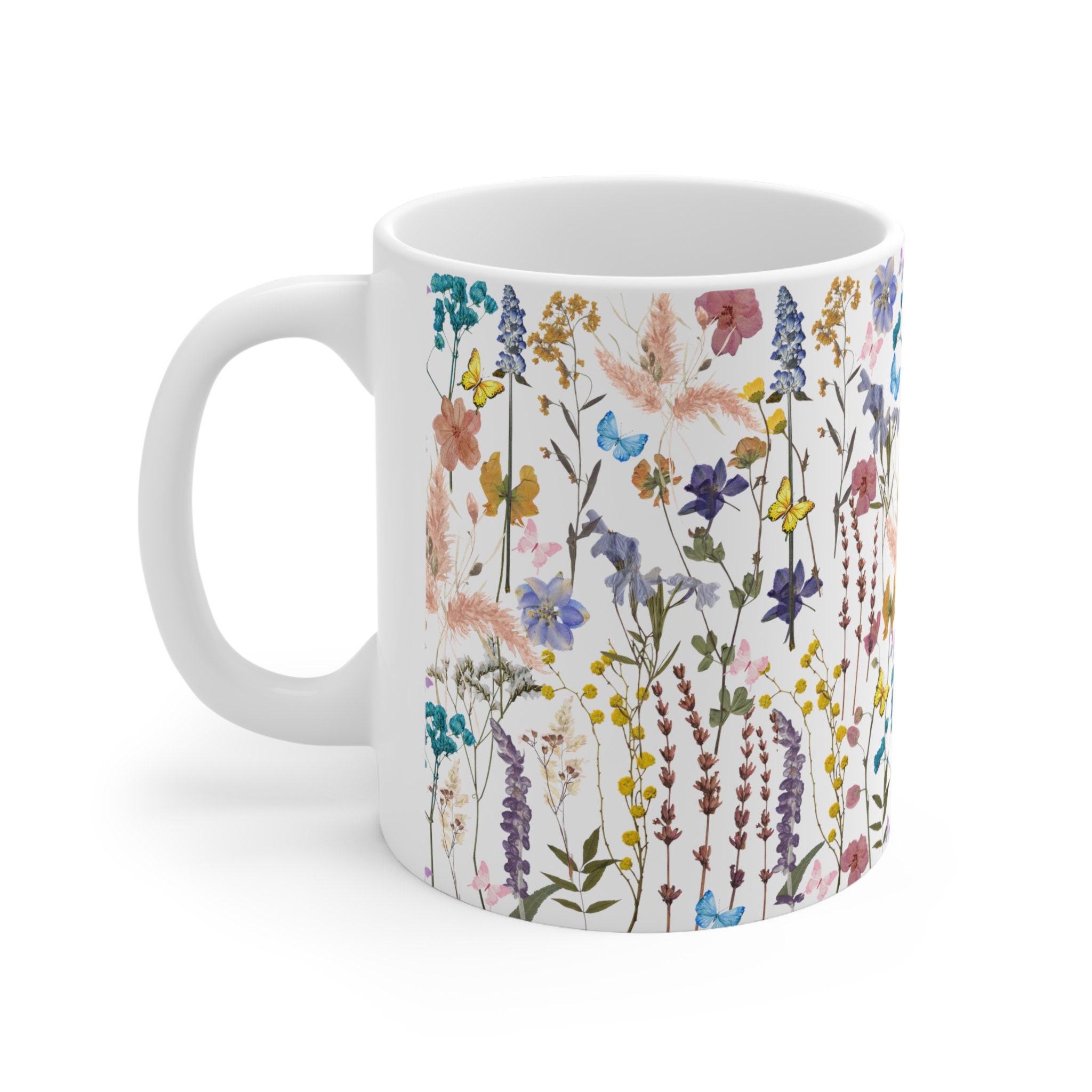 Pressed Wild Flowers Coffee Mug,flower Lovers Mug,coffee Gifts,flower ...