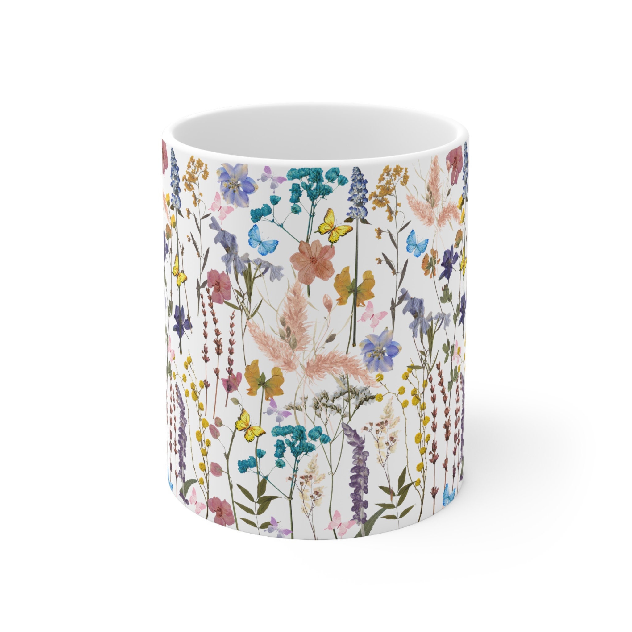 Pressed Wild Flowers Coffee Mug,flower Lovers Mug,coffee Gifts,flower ...