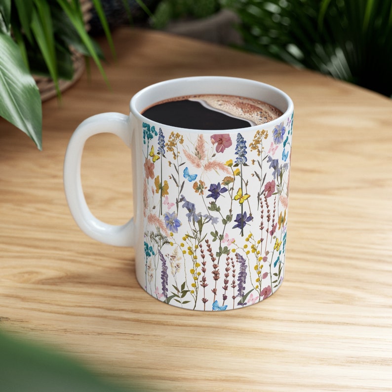 Pressed Wild Flowers Coffee Mug,flower Lovers Mug,coffee Gifts,flower ...
