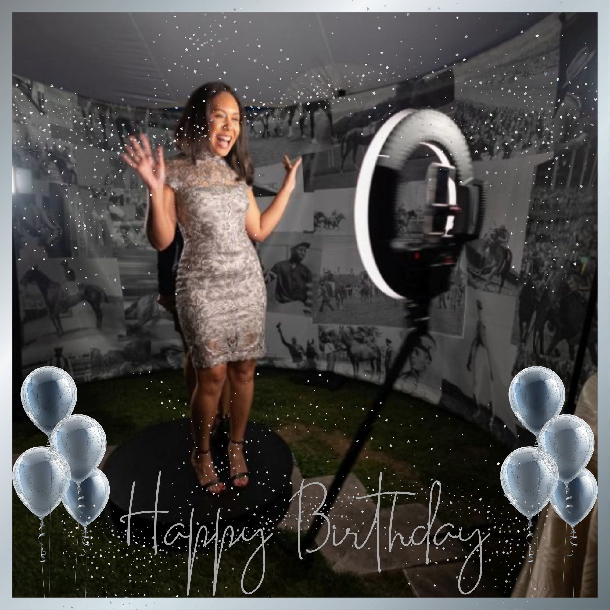 Modern 360 Booth Photo Template, Silver Birthday 360 Booth Overlay ...