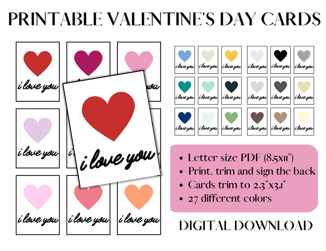 Printable Valentine's Day Cards, Printable Valentine, Minimalist ...