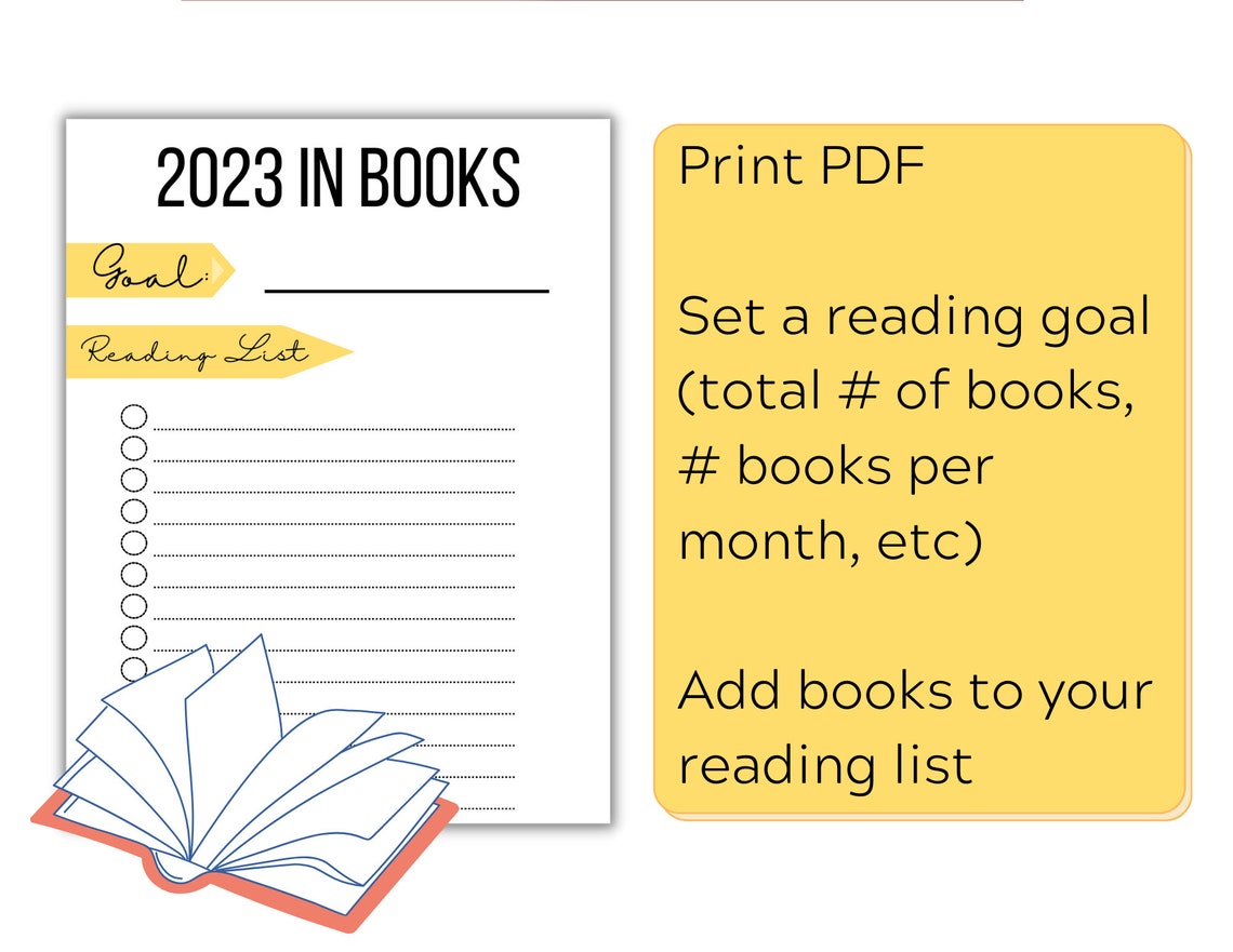 Printable Reading Goal Tracker Reading Journal PDF Goal - Etsy