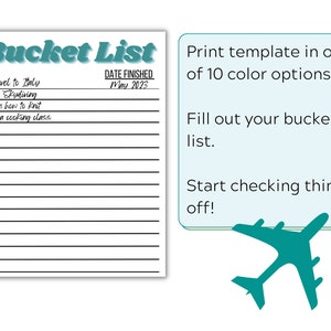 Printable Bucket List Template, PDF Bucket List Tracker, 2023 Goals ...