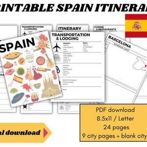 Printable Spain Travel Planner, Trip Planner, Printable Itinerary ...
