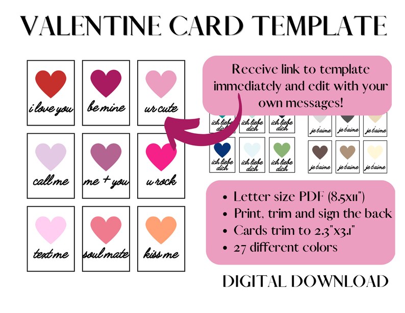 Editable Valentine's Day Card, Valentine Template, Minimalist Valentine ...