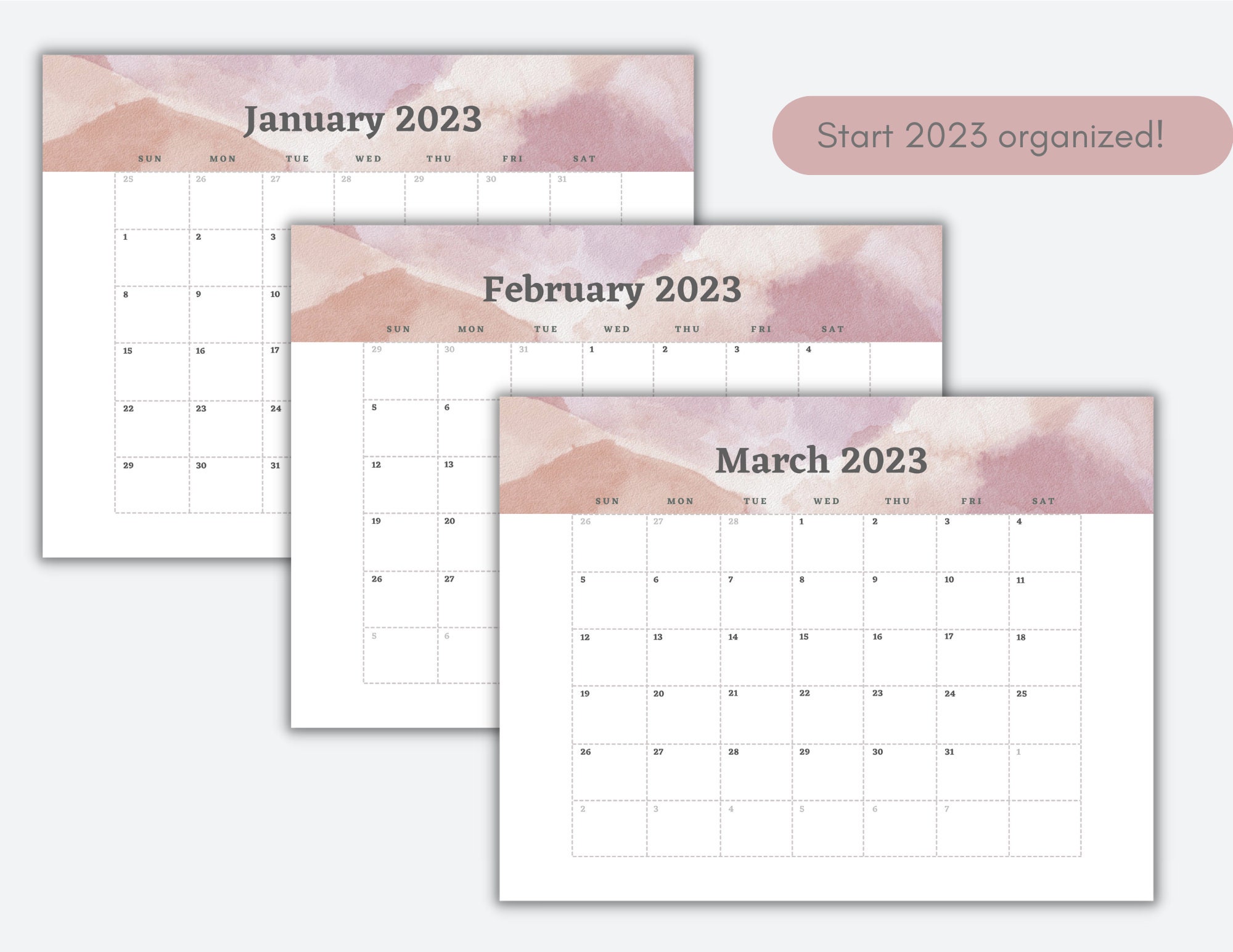 Printable 2023 Calendar, PDF Calendar, Organization, 2023 Planner ...