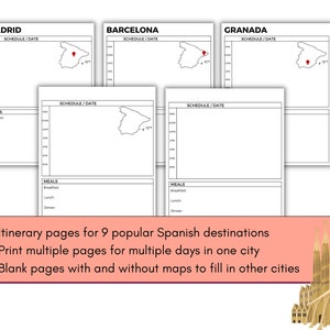 Printable Spain Travel Planner, Trip Planner, Printable Itinerary ...