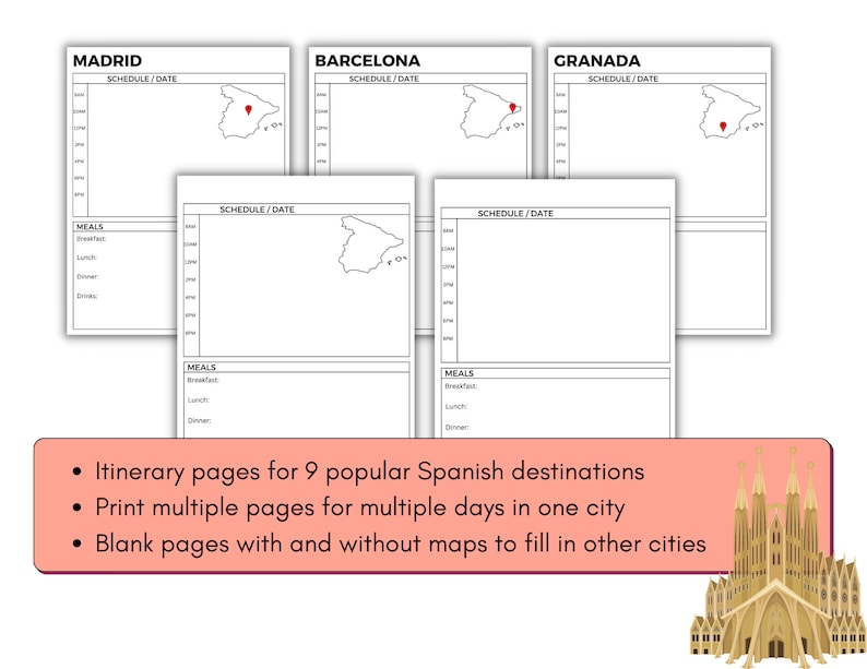 Printable Spain Travel Planner, Trip Planner, Printable Itinerary ...