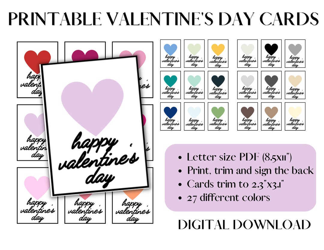 Printable Valentine's Day Cards, Printable Valentine, Minimalist ...