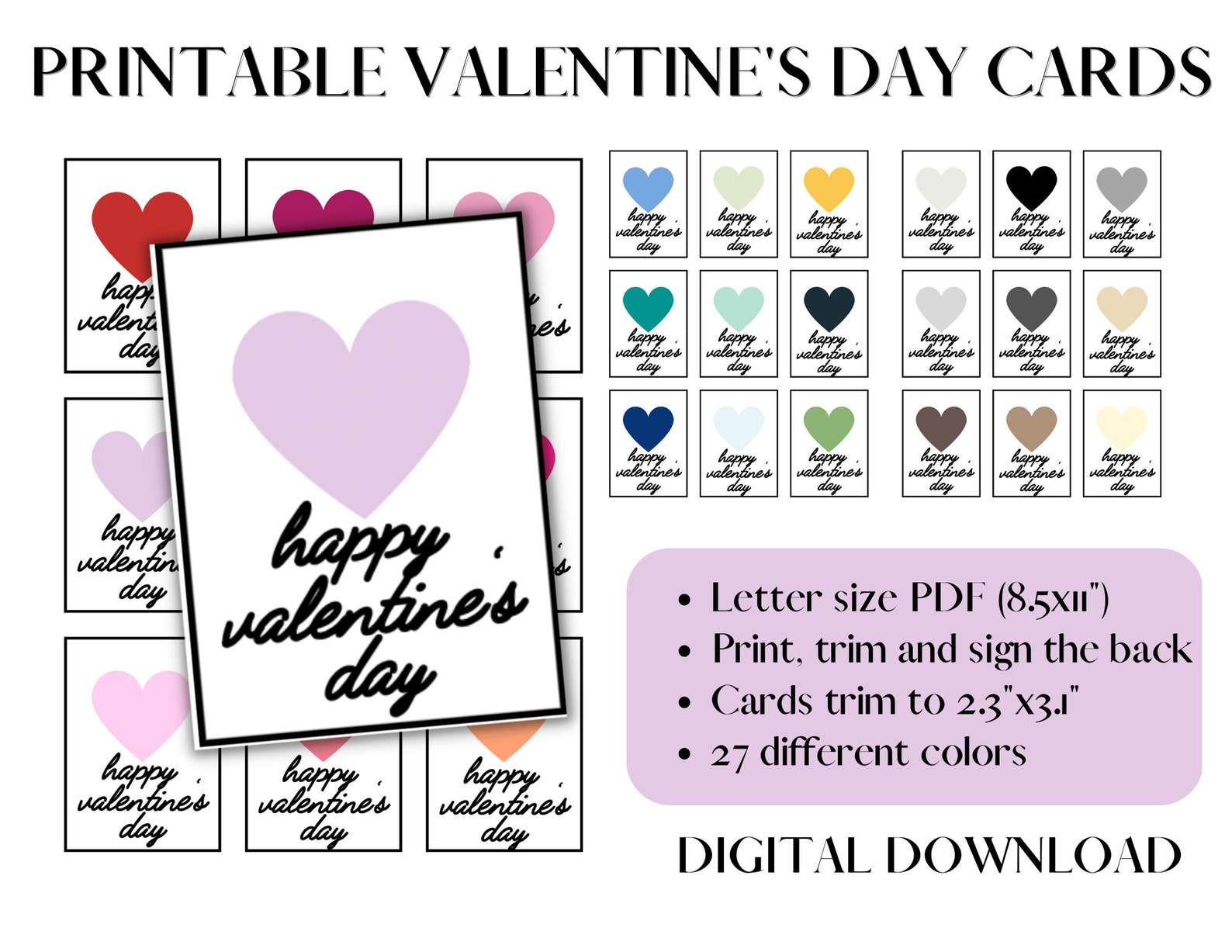 Printable Valentine's Day Cards, Printable Valentine, Minimalist ...