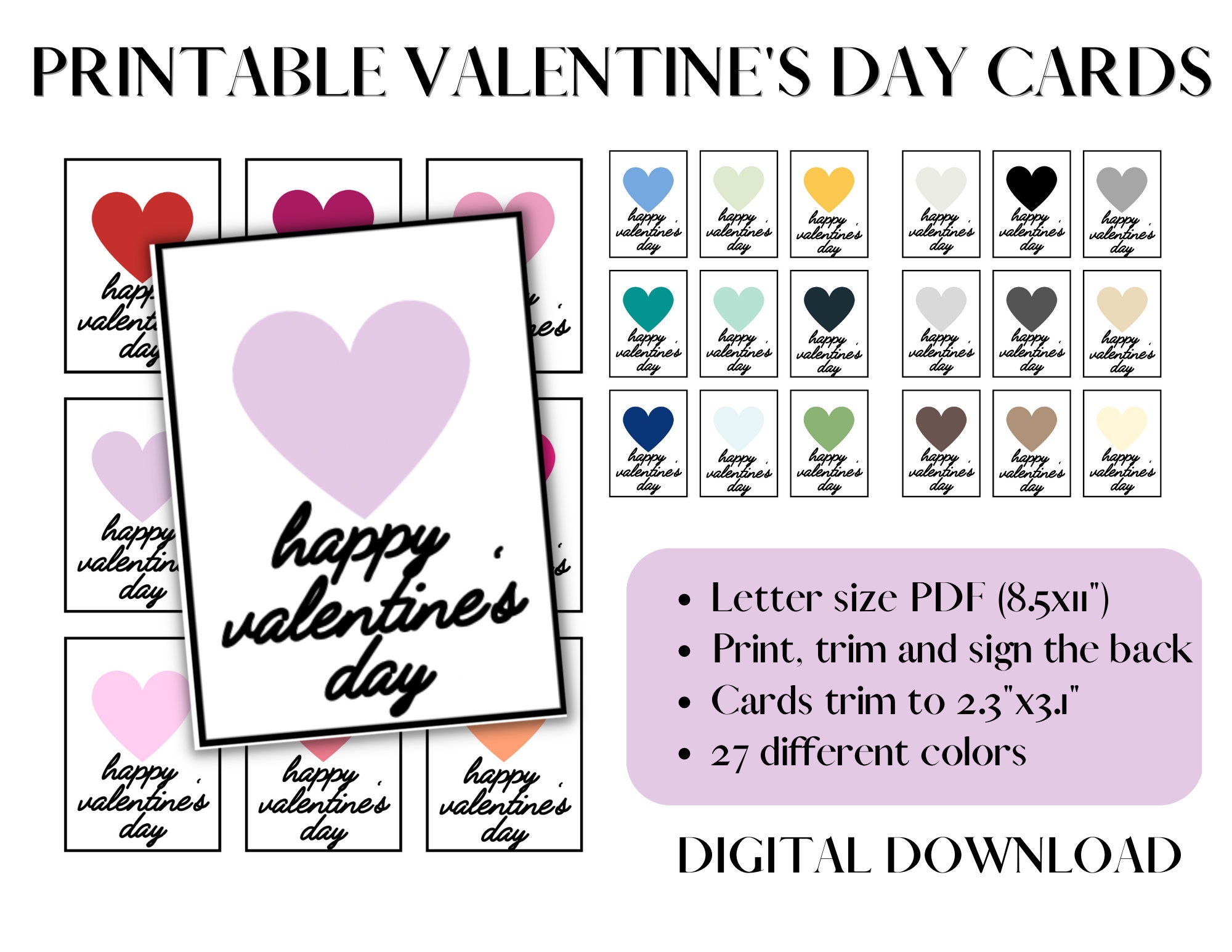 Printable Valentine's Day Cards, Printable Valentine, Minimalist ...