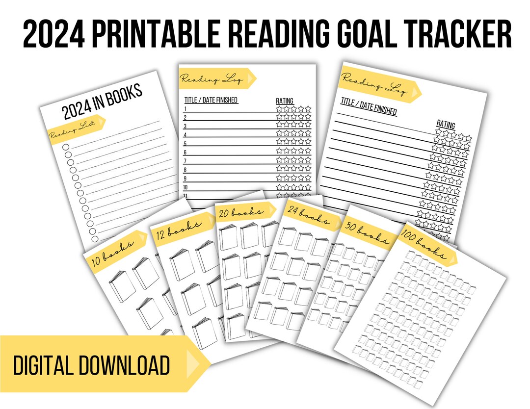 Printable Reading Goal Tracker, Reading Journal, PDF Goal Tracker ...