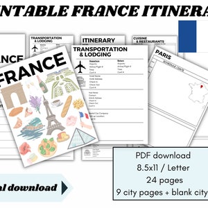 Printable France Travel Planner, Trip Planner, Printable Itinerary ...