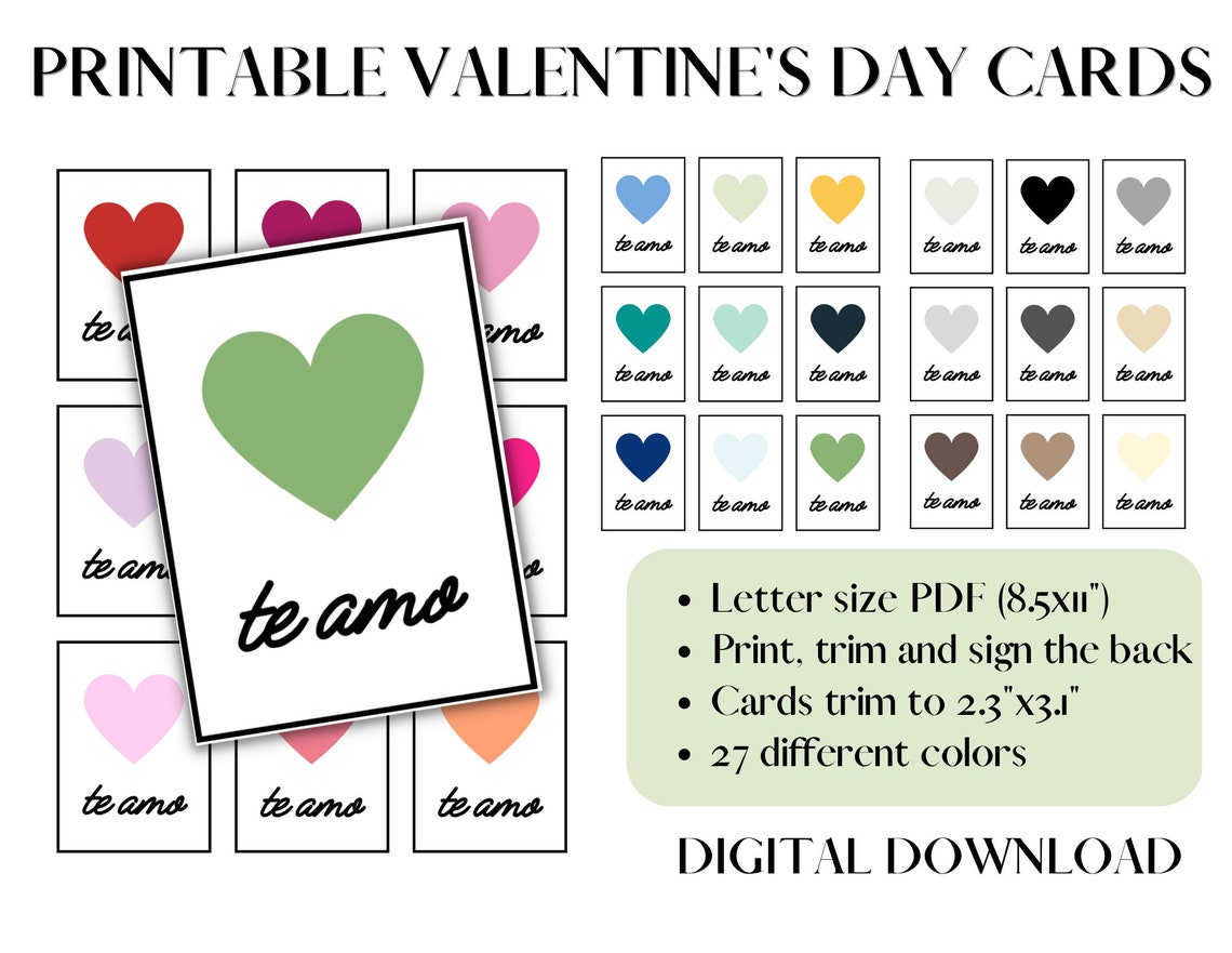 Printable Valentine's Day Cards, Spanish Valentine, Minimalist ...