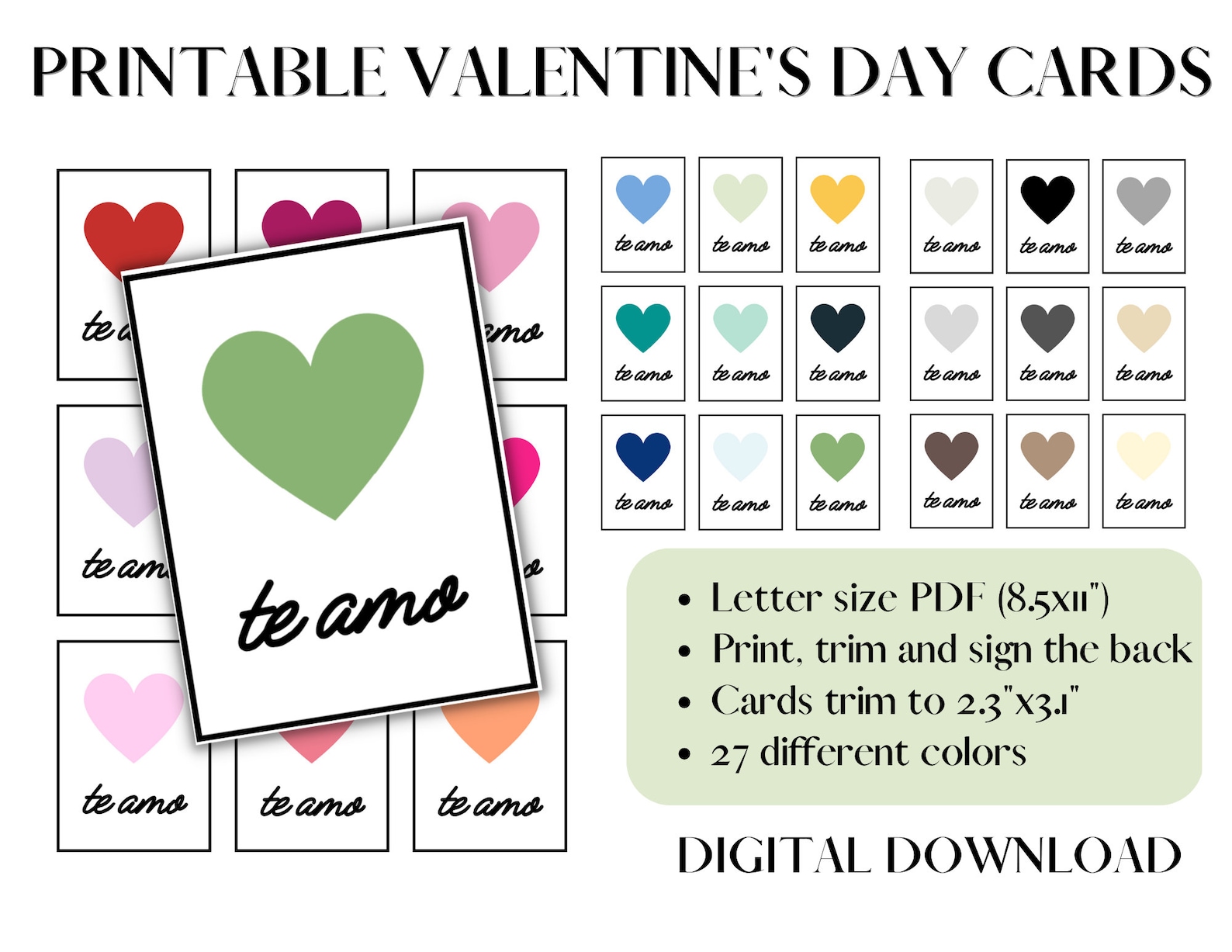 Printable Valentine's Day Cards, Spanish Valentine, Minimalist ...