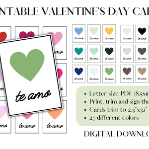 Printable Valentine's Day Cards, Spanish Valentine, Minimalist ...