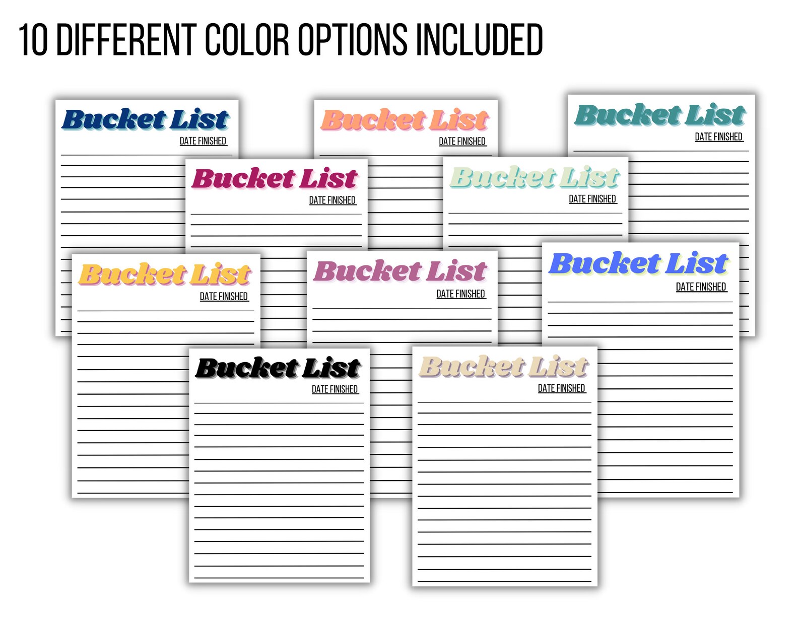 Printable Bucket List Template, PDF Bucket List Tracker, 2023 Goals ...