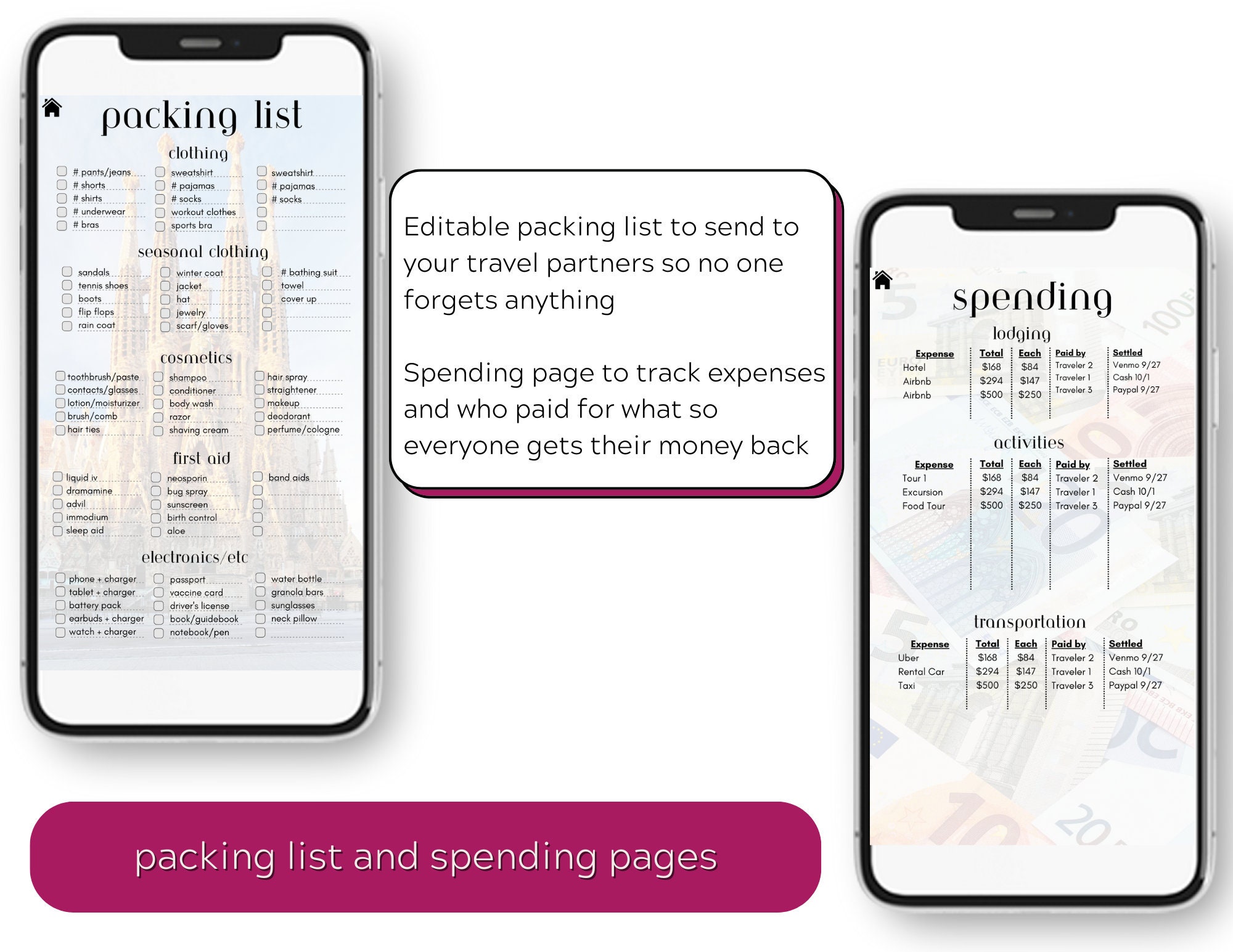 Mobile Travel Itinerary, Digital Itinerary, Editable Itinerary, Travel ...