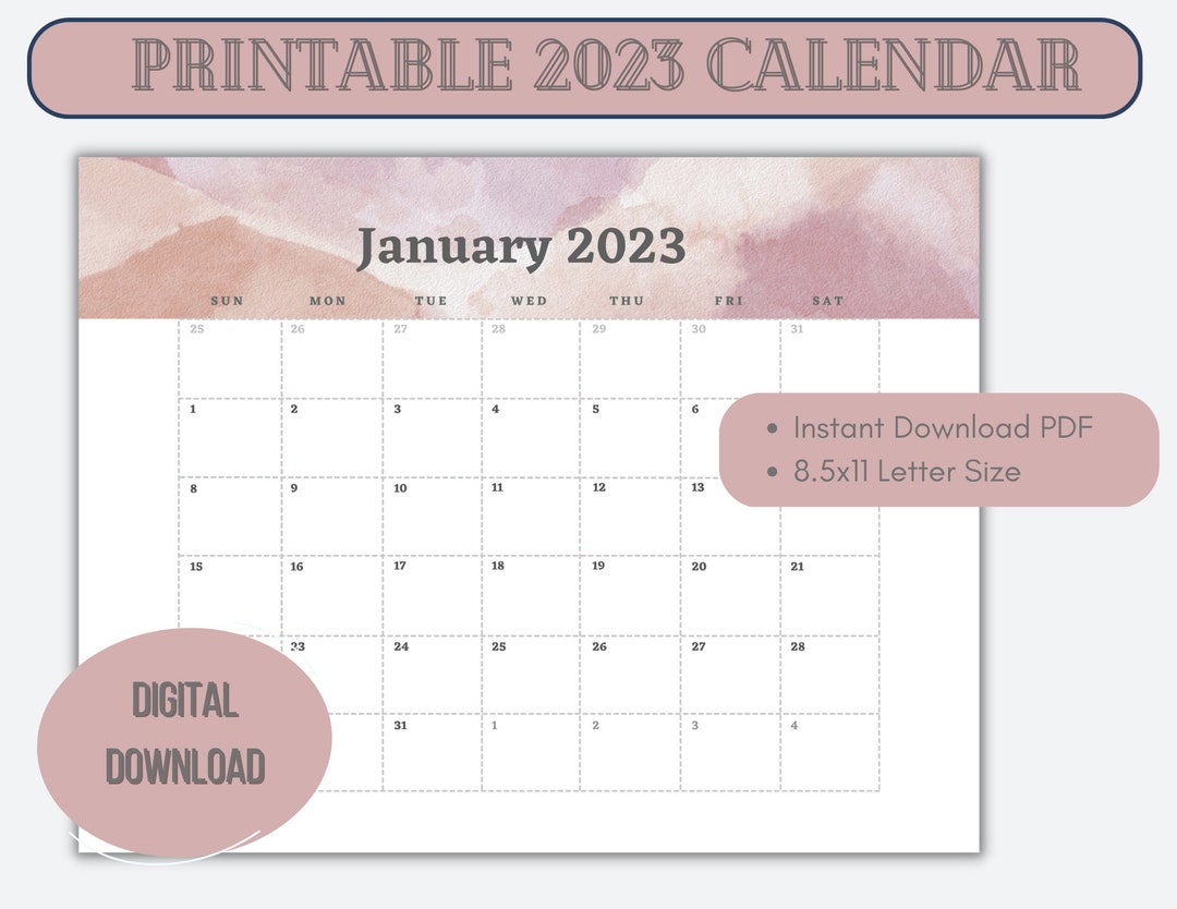 Printable 2023 Calendar, PDF Calendar, Organization, 2023 Planner ...
