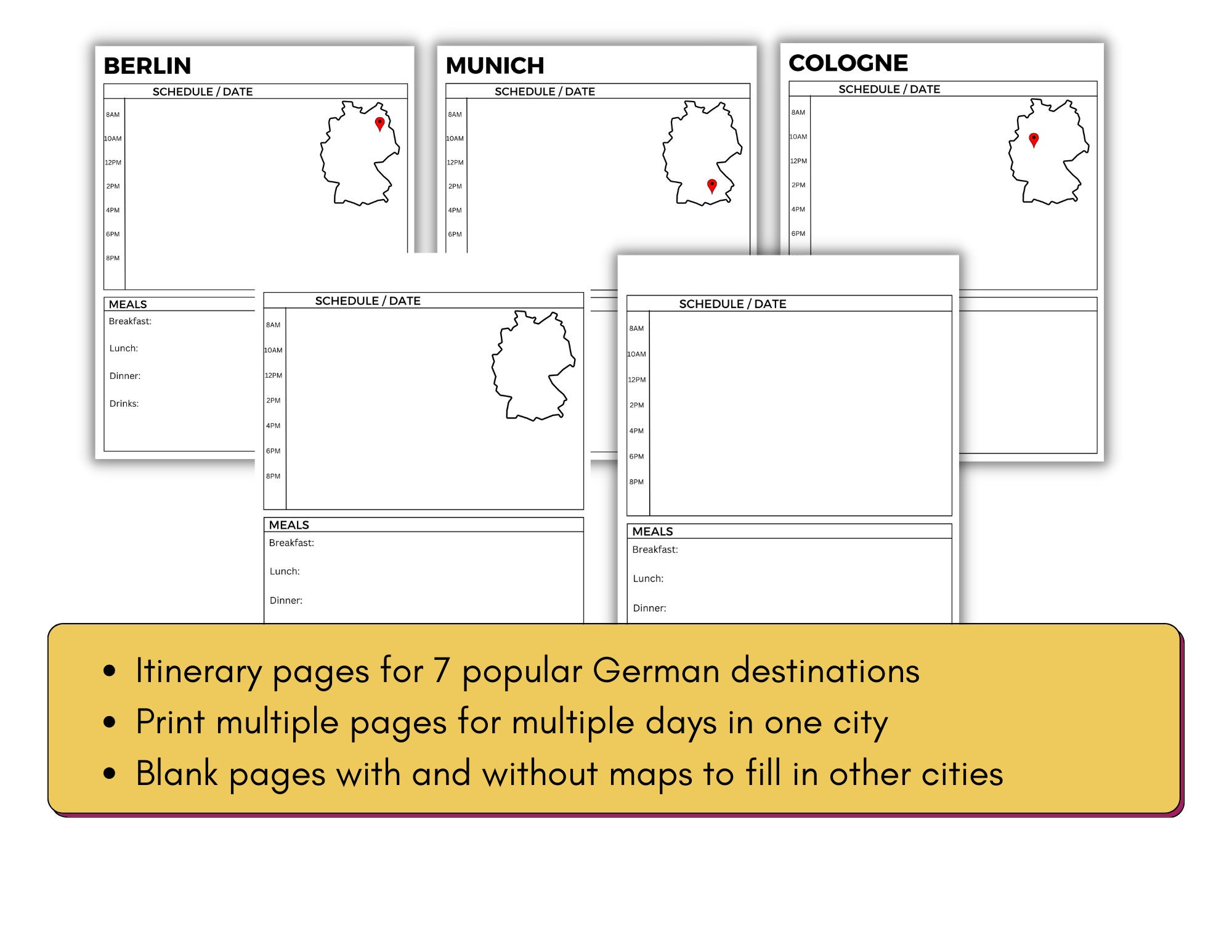 Printable Germany Travel Planner, Trip Planner, Printable Itinerary ...