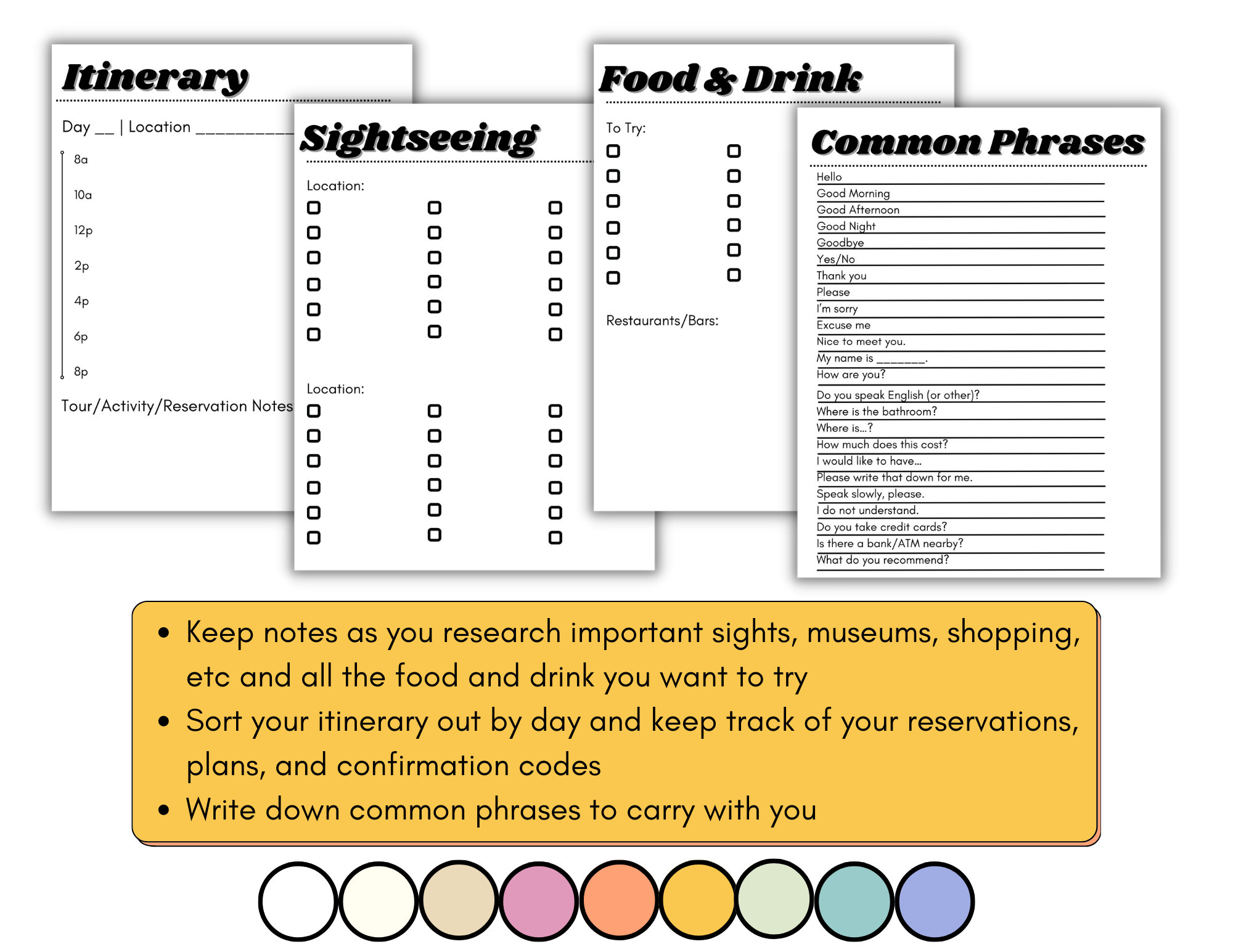 Printable Travel Planner, Trip Planner, Printable Itinerary Template ...