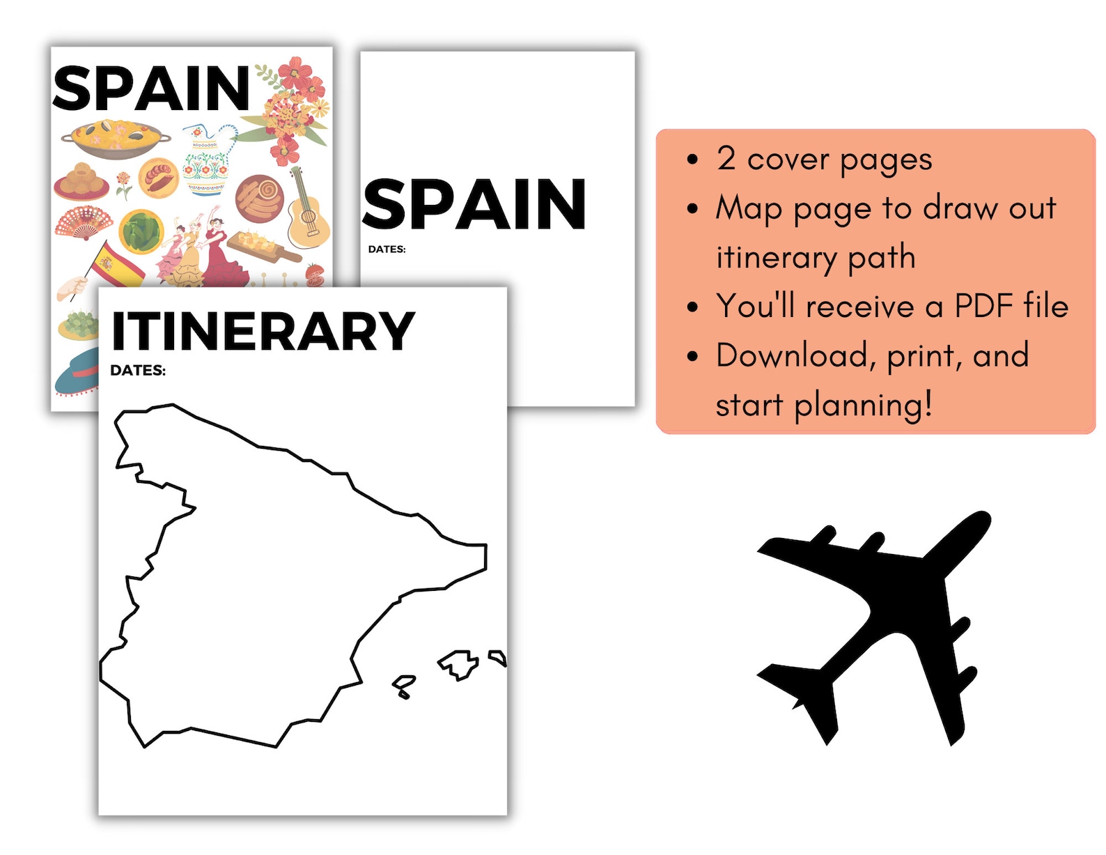 Printable Spain Travel Planner, Trip Planner, Printable Itinerary ...