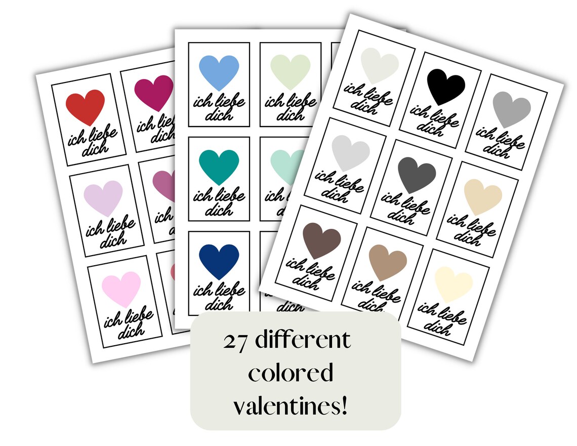 Printable Valentine's Day Cards, German Valentine, Minimalist Valentine ...