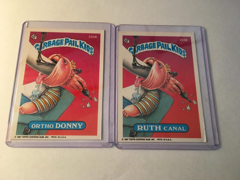 Vintage 1987 Garbage Pail Kids Cards Ortho Donny 333a and Ruth Canal ...