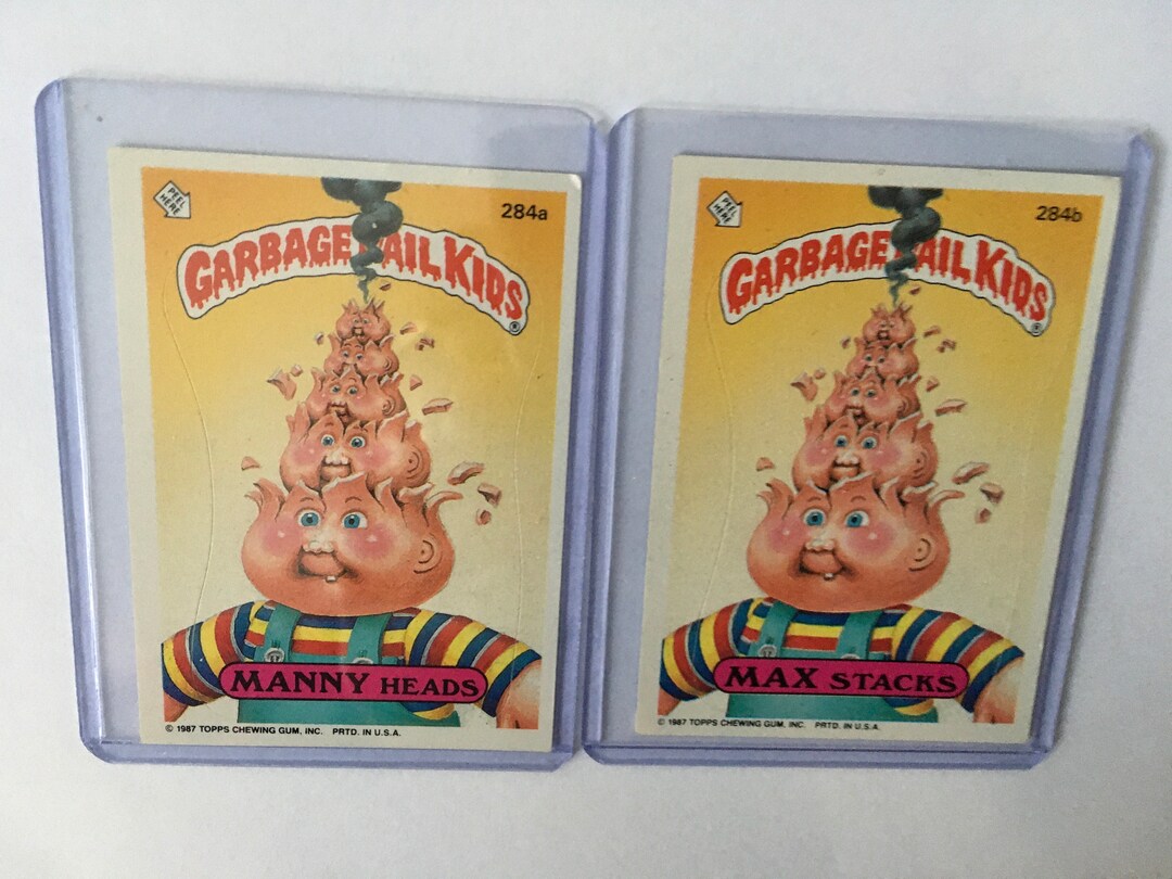 Vintage 1987 Garbage Pail Kids Cards MANNY Heads 284a and MAX Stacks ...