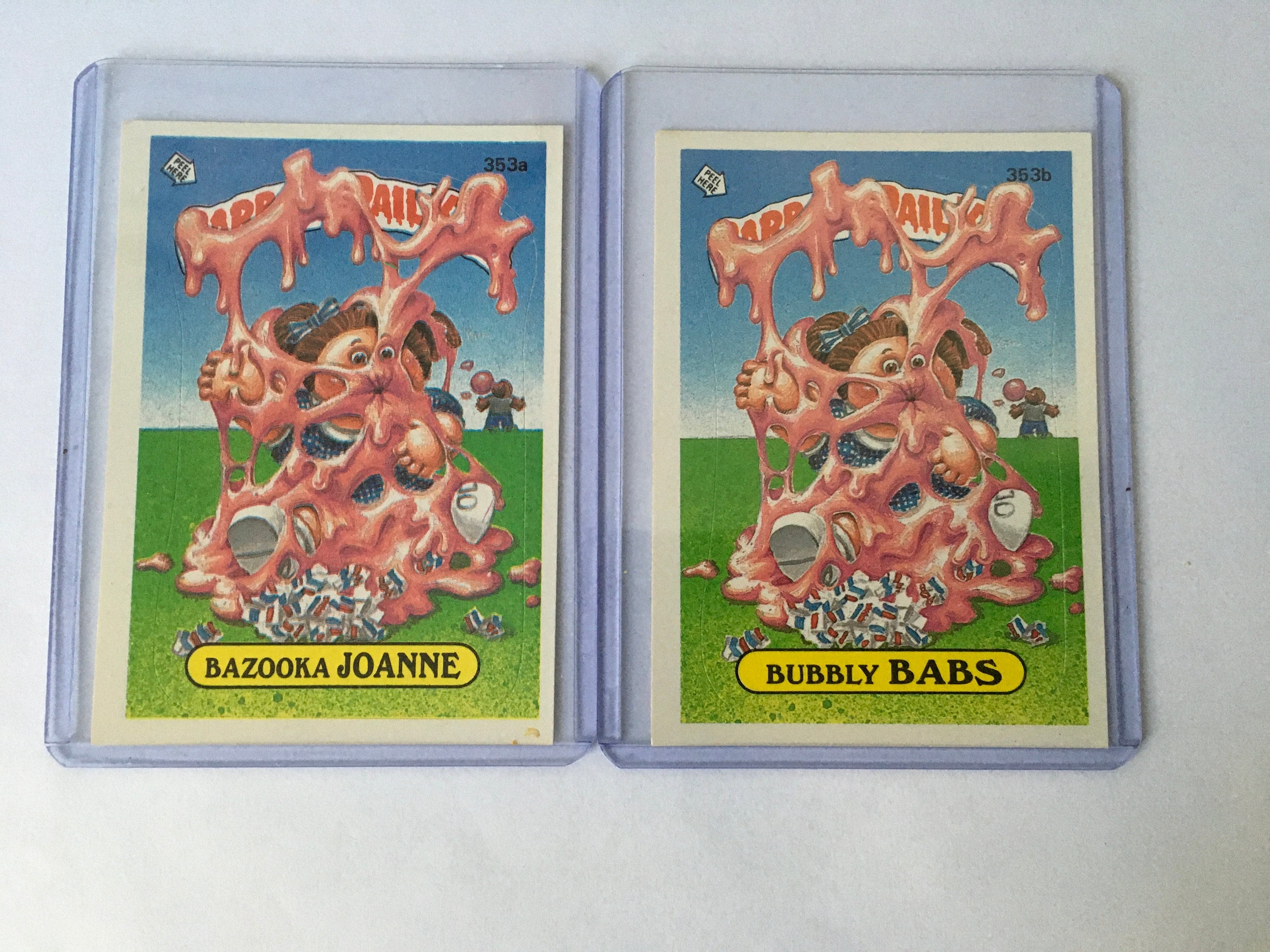 Vintage 1987 Garbage Pail Kids Cards Bazooka Joanne 353a and Bubbly ...