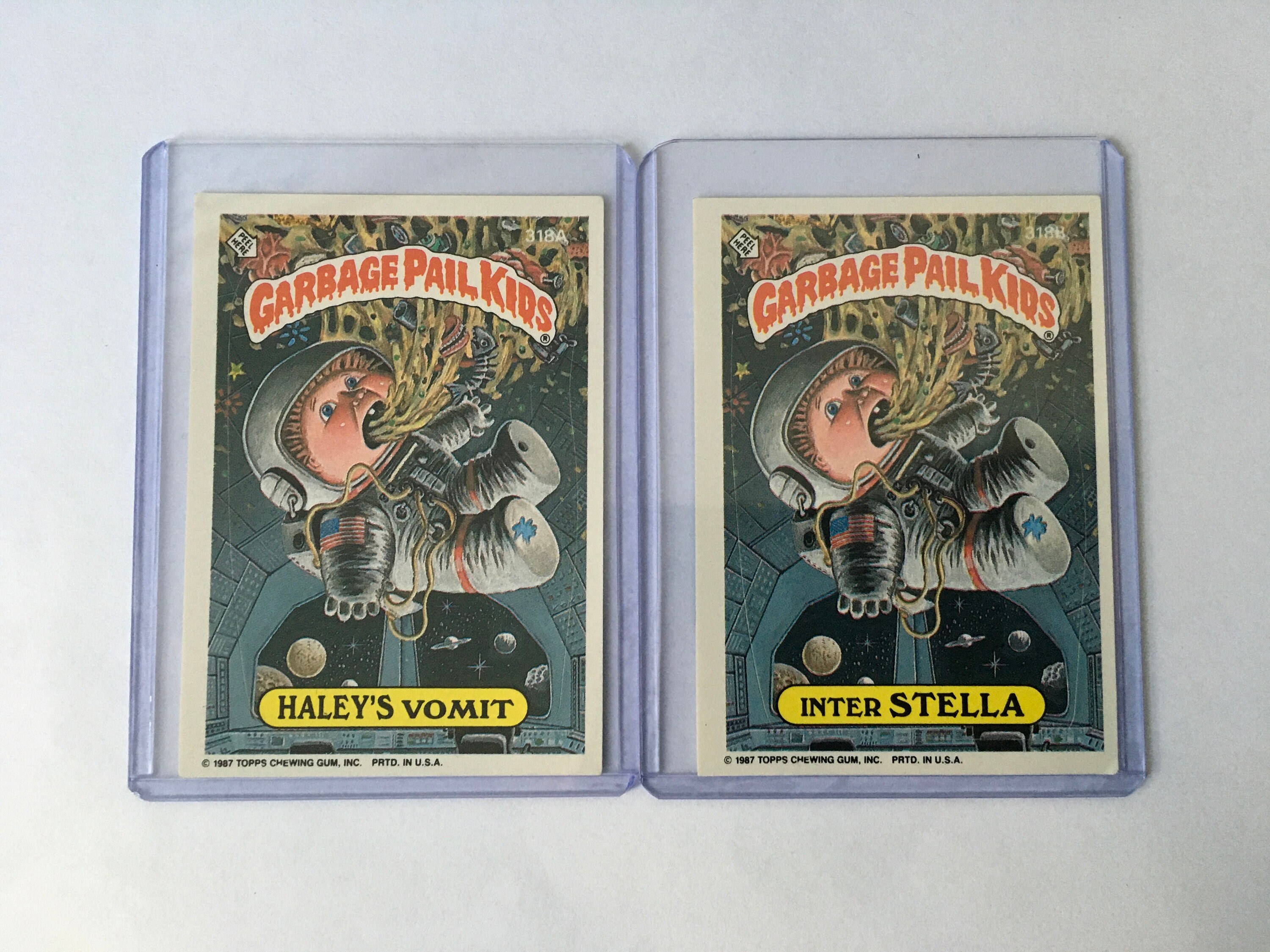Vintage 1987 Garbage Pail Kids Cards Haley’s Vomit 318a and Inter ...