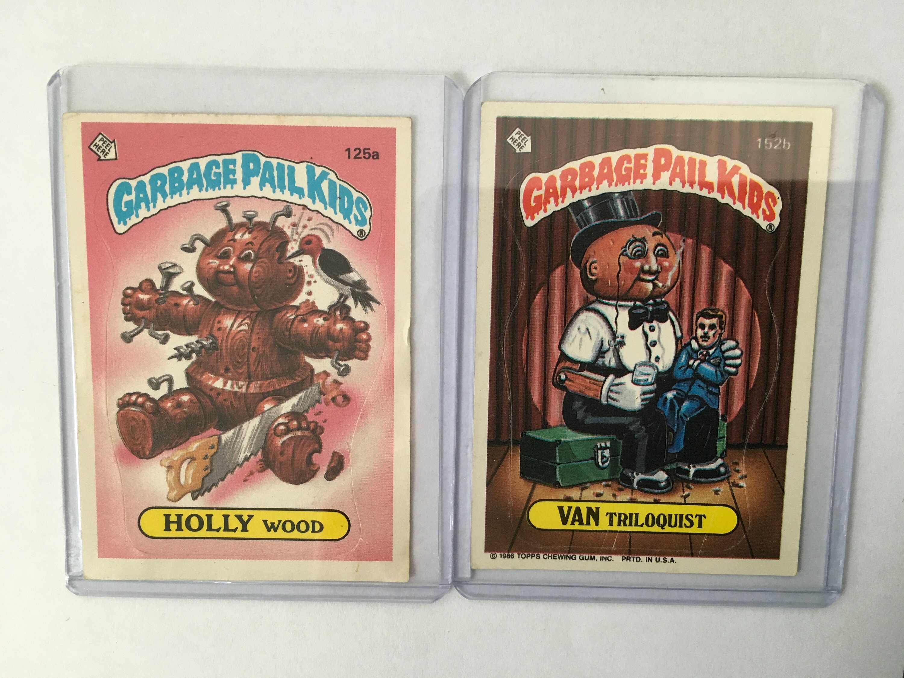 Vintage 1986 Garbage Pail Kids Cards Holly Wood 125a and Van Triloquist ...