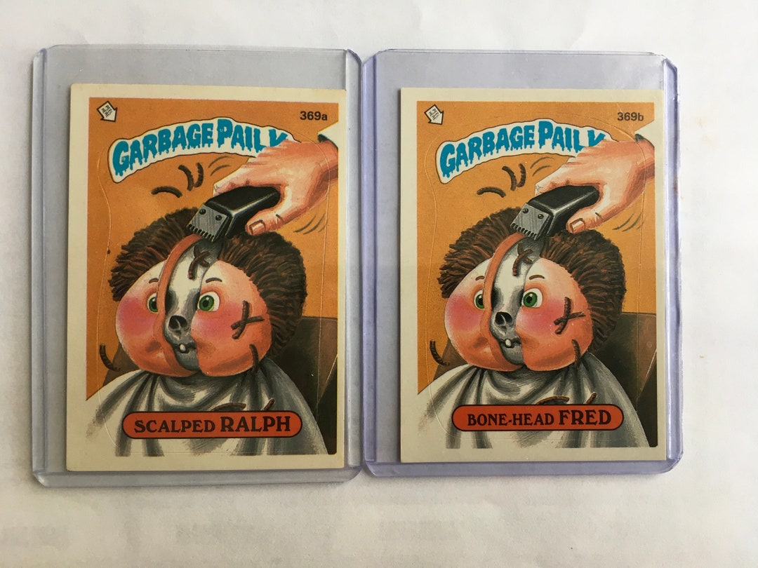 Vintage 1987 Garbage Pail Kids Cards Scalped Ralph 369a and Bone Head ...