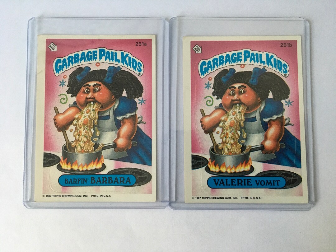 Vintage 1987 Garbage Pail Kids Cards Barfin Barbara 251a and Valerie ...