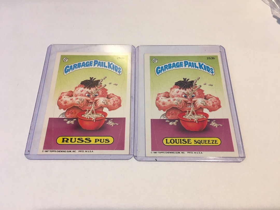 Vintage 1987 Garbage Pail Kids Cards Russ Puss 253a and Louise Squeeze ...