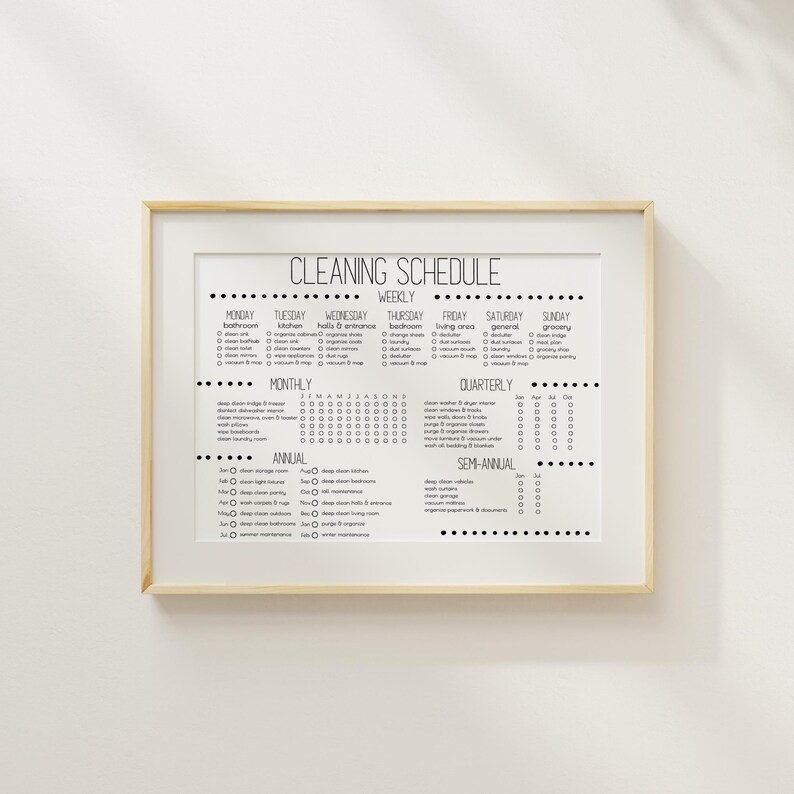 Editable Cleaning Checklist, Full Year House Cleaning Schedule, Daily ...