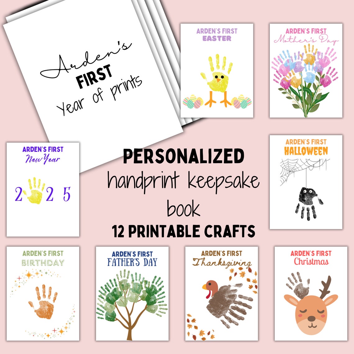 Handprint Memory Book Editable Handprint Art Keepsake Fathers Day ...