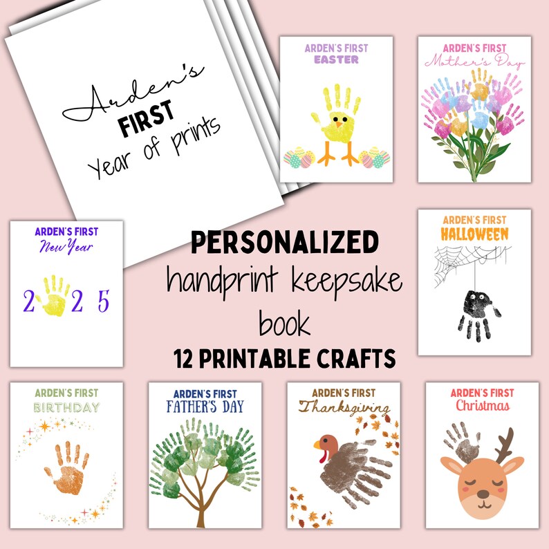 Handprint Memory Book Editable Handprint Art Keepsake Fathers Day ...