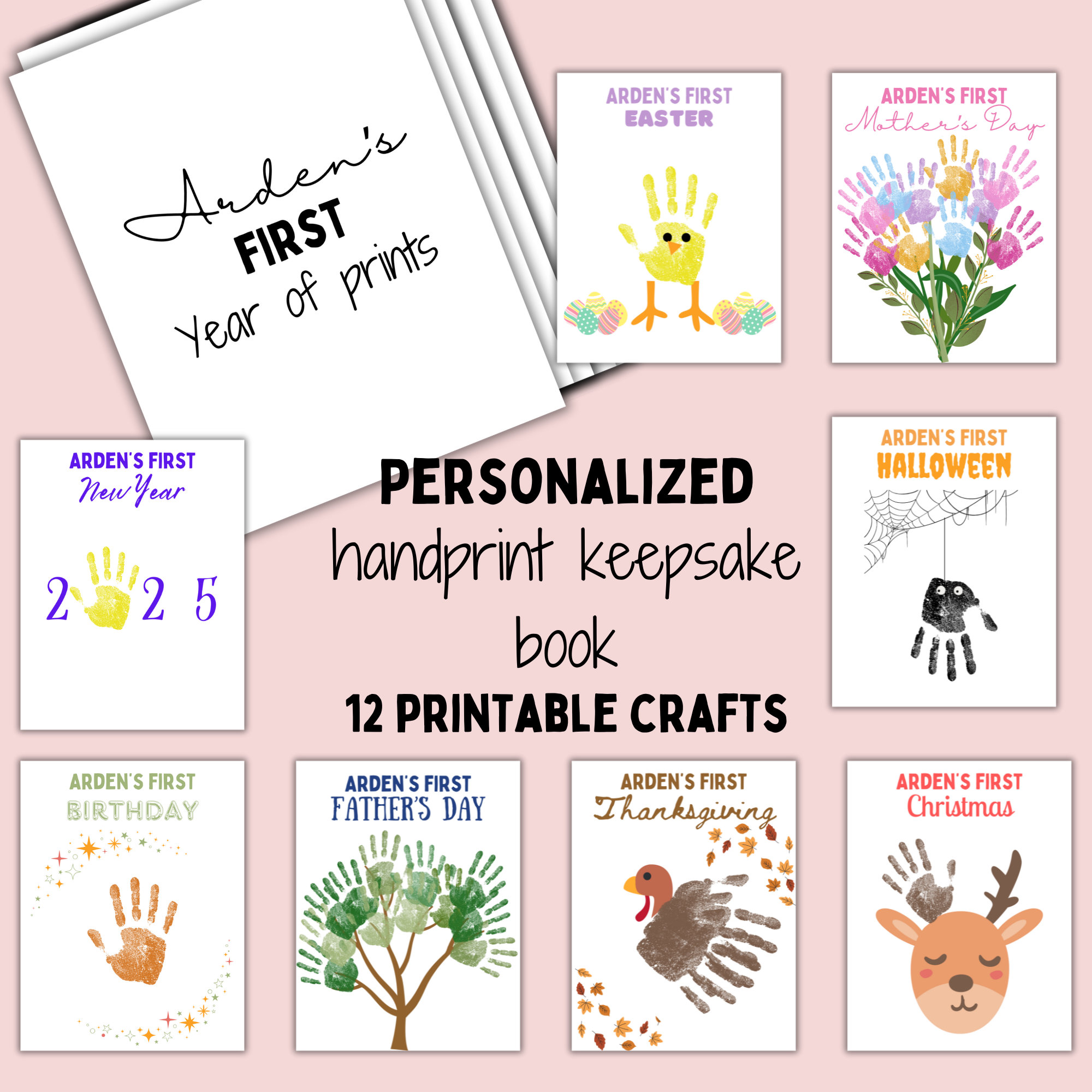 Handprint Memory Book Editable Handprint Art Keepsake Fathers Day ...