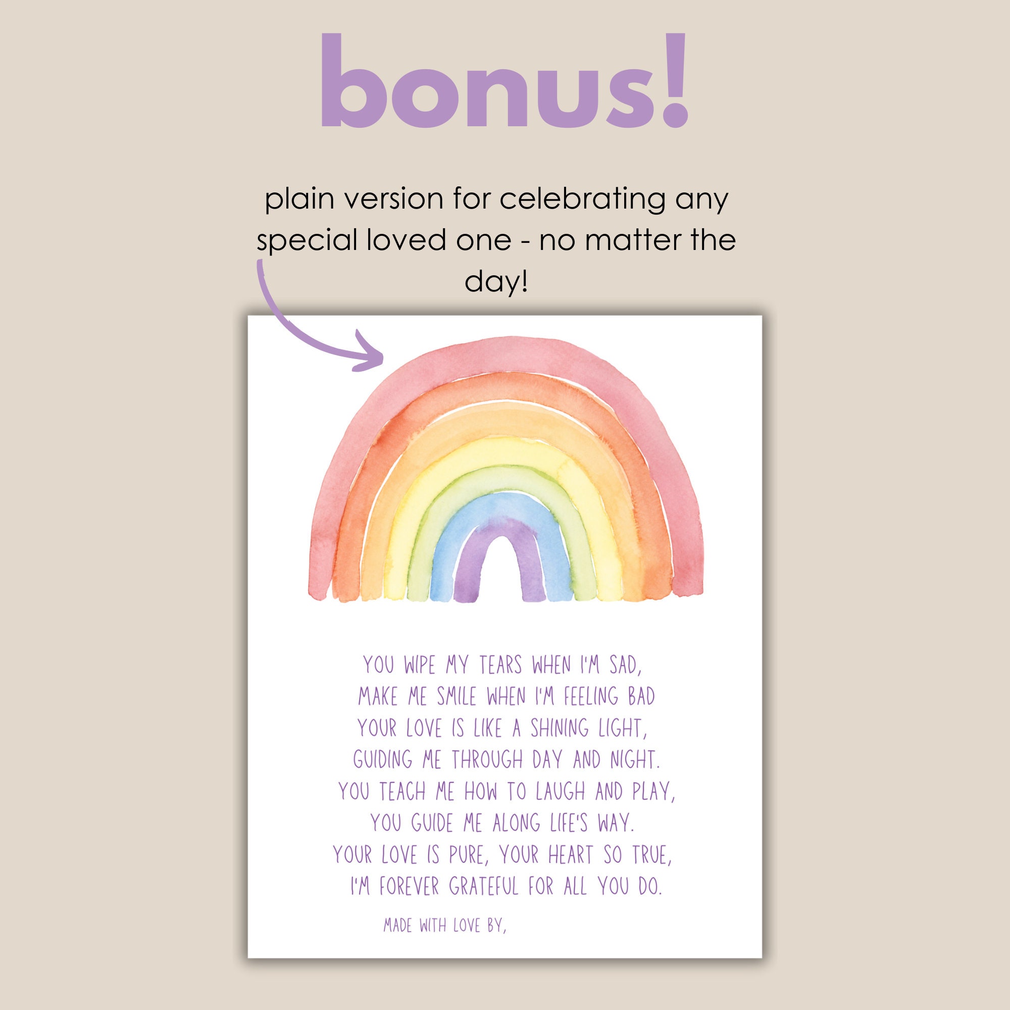 Mothers Day Handprint Printable Preschool Gift for Mom, Grandma Rainbow ...