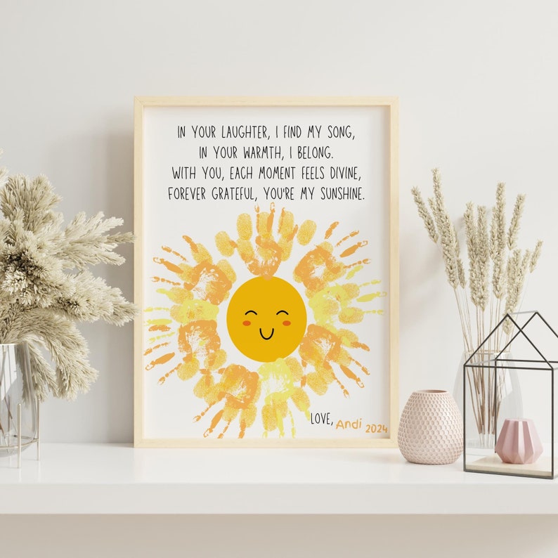 Sunshine Handprint Printable Keepsake | Fingerprint Footprint Art ...