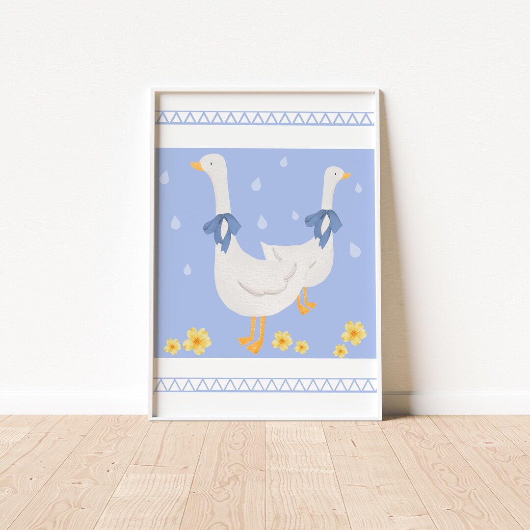Cottagecore Cute Goose Print, Vintage Geese Wall Art, Retro Anchor ...