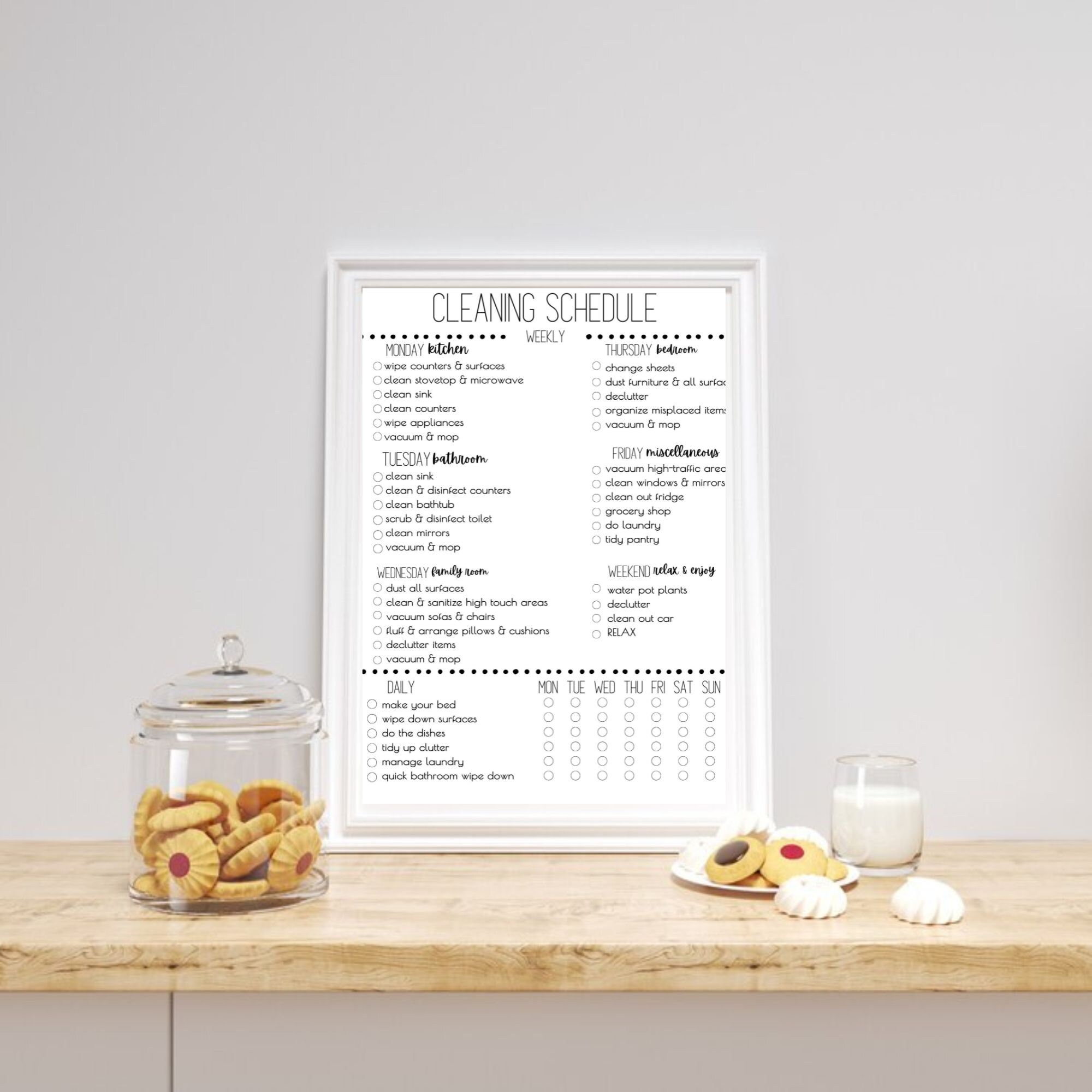 Weekly Cleaning Checklist Editable, Printable Template, House Chore ...