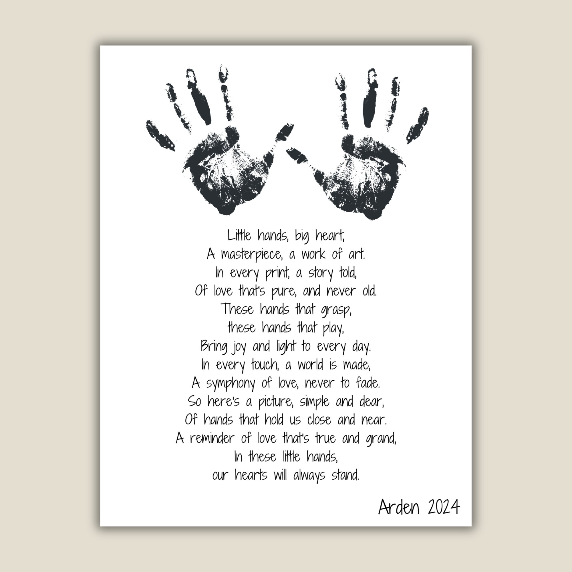 Personalized Handprint Craft Art, Printable Poem for Mom or ...