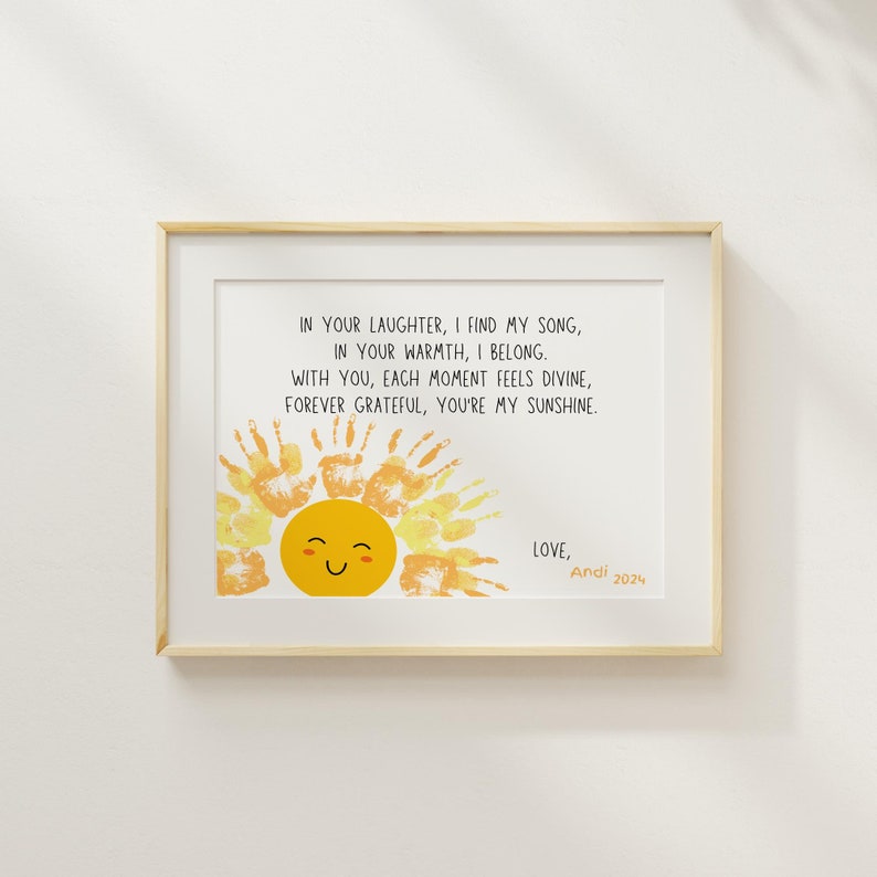 Sunshine Handprint Printable Keepsake | Fingerprint Footprint Art ...
